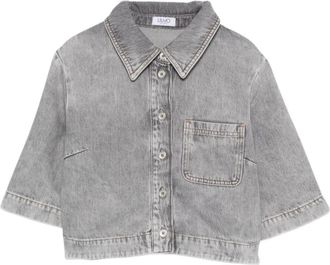Liu Jo Femme, Blouses et Chemises, Gris, Taille: 36 FR Chemise en denim