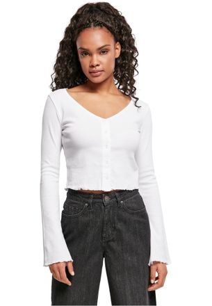 Urban Classics Damen Strickjacke Ladies Cropped Rib Cardigan White XS
