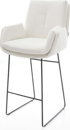 DELIFE Barstuhl Clea-Flex Boucl&eacute; Creme-Wei&szlig; Kufengestell Metall Schwarz, Barst&uuml;hle