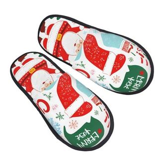 Generic Pantoufles Moelleuses Motif De Flocons De Neige, P&egrave;re No&euml;l Et Sapin De No&euml;l N&deg; 1 Chaussures Confort Maison Chaussons Pour Int&eacute;rieur Unisex Femme M