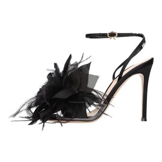 Gianvito Rossi Femme, Chaussures, Noir, Taille: 36 EU Ynez Sandal Glasstrasp