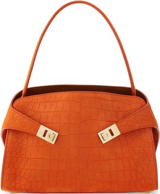 Ferragamo Femme, Sacs, Orange, Taille: ONE Size Sac bandouli&egrave;re &agrave; imprim&eacute; alligator