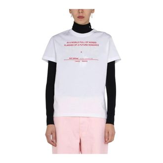 Raf Simons Femme, Tops, Blanc, Taille: 38 FR T-Shirt Graphique Oversize