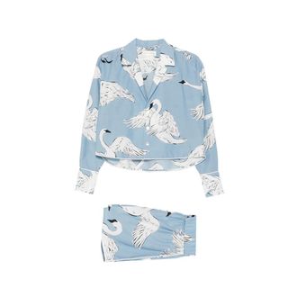Olivia Von Halle Lucia Laia Swan-print Pajamas