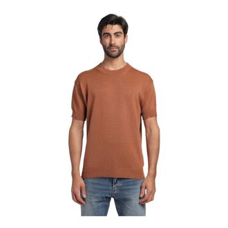 Amaranto Kurzarm Rundhals Top mit zerrissenen Details - - Knitwear - Herren - Braun - S