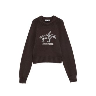 Sporty & Rich Equestrian-embroidered Raglan-sleeve Sweater