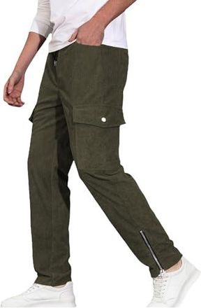 Generic Pantalon cargo utilitaire dext&eacute;rieur pour homme pour la randonn&eacute;e et le camping durable avec poches et cordon de serrage &agrave; la taille, Vert, 3XL