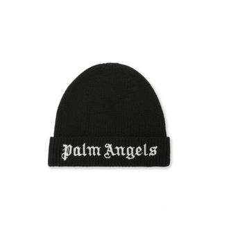 Palm Angels Homme, Accessoires, Noir, Taille: M Bonnet Beanie Noir avec Logo Tricot&eacute;