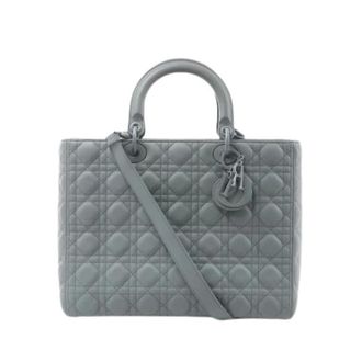 Dior Sac &agrave; main Pre-owned Lady Dior Large 2-way - Femme - Pre-owned - Gris - Taille: ONE Size