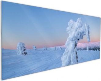 Wallario K&uuml;chenr&uuml;ckwand aus Glas 125 x 50 cm, Motiv: Schneeskulptur | Spritzschutz abwischbar & pflegeleicht