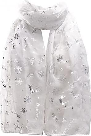 GFM Foulard &agrave; imprim&eacute; de No&euml;l. Flocons de neige bonhomme de neige p&egrave;re No&euml;l anges F&eacute;es Renne Mc-01-osfd-cream