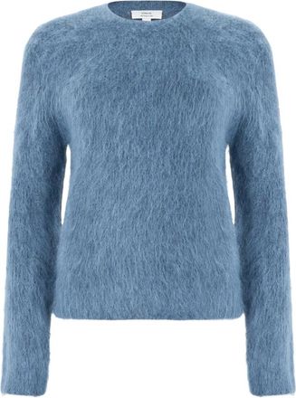 Vince Pull en maille &agrave; col rond en m&eacute;lange dalpaga bross&eacute; - Femme - Pulls - Bleu - Taille: 42 FR