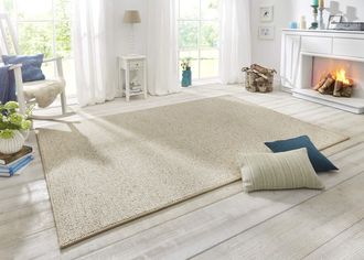 BT Carpet Wolly Teppich - Wohnzimmerteppich Flachgewebe Kurzflor Woll-Optik Wolle Skandi-Look Esszimmer, Wohnzimmer, Kinderzimmer, Schlafzimmer - Creme, 200x300