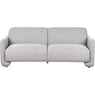 Beliani 3-Sitzer Sofa aus Stoff Grau Polyester Polsterung Breite R&uuml;ckenlehne Armlehnen Wohnzimmerm&ouml;bel Retro