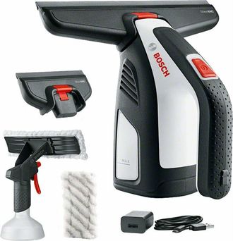 Bosch Akku Fenstersauger GlassVAC (2,0 Ah Akku, 3,6 Volt, Spr&uuml;hflasche mit Mikrofasertuch, 2 Aufs&auml;tze, Handschlaufe)