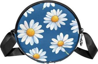 Generic Circle Petit sac &agrave; bandouli&egrave;re pour femme, marguerite jaune et blanc, petit sac &agrave; bandouli&egrave;re avec fermeture &eacute;clair, bretelles r&eacute;glables, sac &agrave; main r