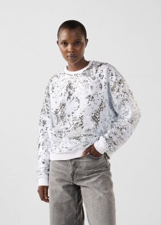 Jott Sweat &agrave; sequins Blanc/argent Jeanne - Taille S
