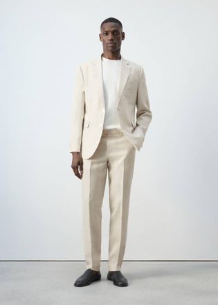 Mango Slim-Fit-Anzughose Amalfi aus 100 % Leinen ecru - Herren - 38 - MANGO MAN