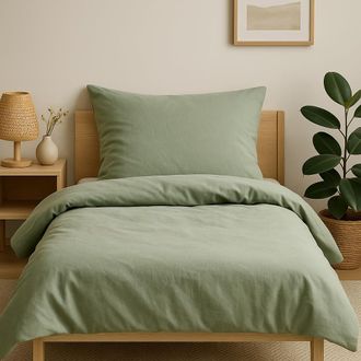 jilda-tex Biber Bettwäsche Winter 135x200 cm + 80x80 cm 100% Baumwolle Uni einfarbig Feinbiberbettwäsche Edelflanell (Uni - Salbeigrün, 155 x 220 cm)