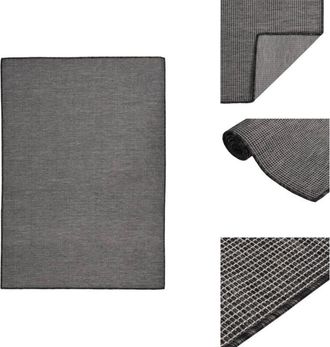 vidaXL Outdoor-Teppich Flachgewebe 140x200 cm Grau - Au&szlig;enbereich - Terrassen&uuml;berdachung - Balkon - Polypropylen - Wetterfest