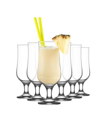 LAV Hurricane Gl&auml;ser Set mit 6 St&uuml;ck - Pina Colada Cocktailgl&auml;ser 14 oz - Tolle Wahl f&uuml;r tropische Getr&auml;nke & Bier und Saft - bleifreie, transparente Tulp