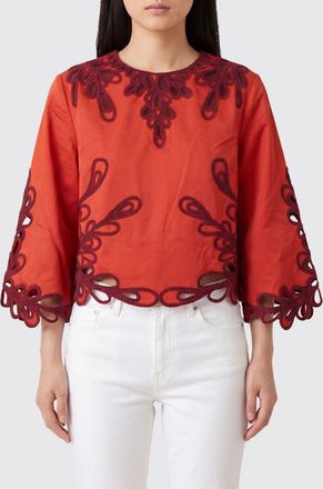 Antik Batik Blouse en coton brod&eacute; &agrave; manches longues