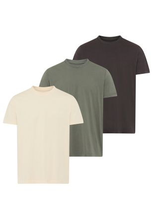 Man's World T-Shirt MANS WORLD neue Farben, Herren, Gr. 60/62 (XXL), gr&uuml;n, beige, anthrazit, Single Jersey, Obermaterial: 100% Baumwolle, unifarben, Basic, normal