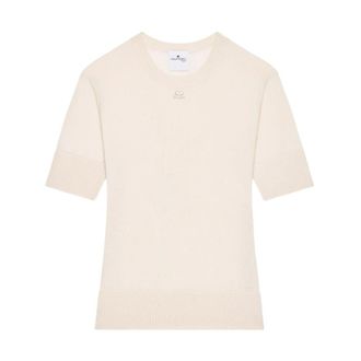 Courr&egrave;ges Woll-Top mit Logo - - Tops - Damen - Beige - XS