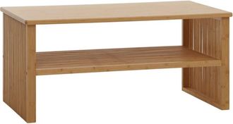 Hhg Bambus Couchtisch HHG 583, Wohnzimmertisch Tisch Sofatisch Beistelltisch, Ablagefach MVG-zertifiziert 46x97x55cm