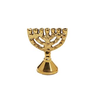 NKlaus mini 4cm Menora Messing Handarbeit Kerzenst&auml;nder siebenarmiger Leuchter Menorah 1316
