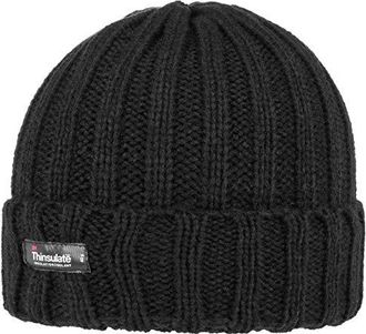 LIPODO Bonnet à Revers Thinsulate Femme/Homme - pour lhiver en Tricot Femme avec Revers, Doublure Hiver Automne-Hiver - Taille Unique Noir