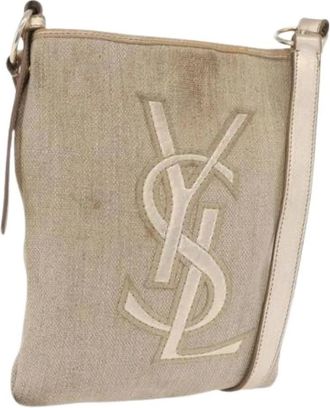 Saint Laurent Sac &agrave; bandouli&egrave;re en toile Pre-owned - Femme - Pre-owned - Beige - Taille: ONE Size