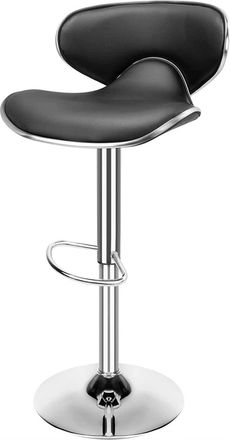 Generic Verstellbarer Barhocker, moderner Drehhocker mit PU-Lederpolsterung, mittelhoher R&uuml;ckenlehne und verchromtem Fu&szlig;kreuz, Tresenstuhl