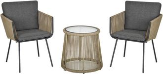 OUTSUNNY Polyrattan Gartenm&ouml;bel Set, Outdoor Balkonm&ouml;bel f&uuml;r 2 Personen, 3-teilig Gartenm&ouml;bel mit 2 St&uuml;hle, Tisch Sitzkissen, wetterfest Sitzgruppe f&uuml;r