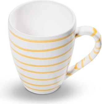 Gmundner Keramik Frühstücksbecher Max Füllmenge : 0.3 Liter Gelbgeflammt Geschirr, handgemacht in Österreich