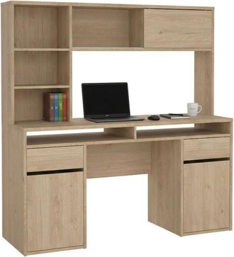 Dmora Schreibtisch Ambrenti, Mehrzweckschreibtisch, B&uuml;rotisch f&uuml;r pc, Eckschreibtisch, 149x48 h156 cm, Eiche - Dmora