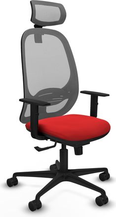 Piqueras y Crespo Roter B&uuml;rostuhl mit 1D-Armlehnen, h&ouml;henverstellbarer Lendenwirbelst&uuml;tze und Kopfteil, h&ouml;henverstellbar und neigbar, ausgestattet mit 3 Positionen, Gra