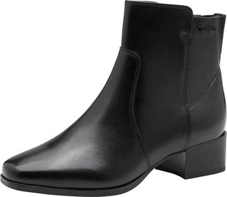 Tamaris Comfort Damen Stiefeletten aus Leder Kleiner Absatz, Schwarz (Black), 42 EU