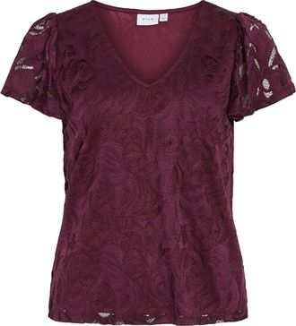 Vila Female Oberteil mit kurzen Ärmeln VISTASIA V-Ausschnitt