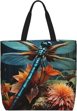 Generic Peinture De Libellules Sac Fourre Tout Grand Sacs De Courses Pliable Sac A Main Femme Pour Travail Voyage Shopping