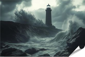 Islandburner Prime Bild Poster Dramatischer Leuchtturm im Sturm Premium Bilder Fotodruck