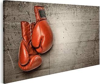 Islandburner Tableau sur Toile Accrocher des Gants de Boxe sur Un Mur de b&eacute;ton Cadre Affiche Poster Murale Tableaux