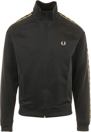 Fred Perry Homme, Sweatshirts et sweats &agrave; capuche, Noir, Taille: L Veste de surv&ecirc;tement &agrave; bandes contrast&eacute;es