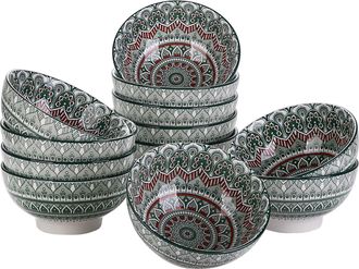 VANCASSO Tafelservice M&uuml;slischalen Porzellan, vancasso MANDALA Serie 12 teiliges Schalen Set, M&uuml;slisch&uuml;ssel, M&uuml;sli Schale, Dessertschale, Eisschale, b&ouml;hmischer