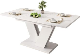 Liberte Table à Manger Extensible 120-160 x 80 cm - Plateau Épais - Pieds en V - Style Minimaliste - Pour 4 à 6 Personnes