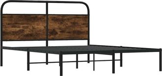 vidaXL Bettgestell ohne Matratze 120x190 cm R&auml;uchereiche Holzwerkstoff Vidaxl