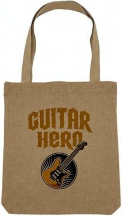 Fabulous Sac Shopping Tote Bag Aspect Lin - Guitar Hero Guitare Musique Rock - Sac de Courses Toile Epaisse 360g Beige Naturel Cabas Port&eacute; Epaule Solide Imprim