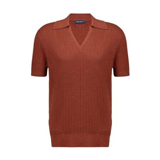 Frescobol Carioca Homme, Pulls, Brun, Taille: XL Polo V-Neck Joaquim en coton
