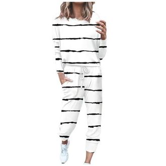 Generic Ensemble de v&ecirc;tements de sport pour femme - Ensemble mignon &agrave; manches longues - Tenue d&eacute;contract&eacute;e 2 pi&egrave;ces - Tenue dautomne avec poches - Tenue de d&eacute;