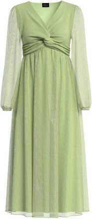 s.Oliver Maxikleid Kleid Plissiertes Maxikleid mit V-Ausschnitt und Metallic-Effekt